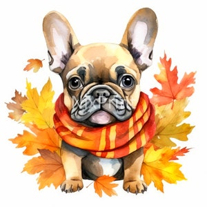 French Bulldog Fall Foliage Clipart, Art for Love, Wall Art for Kids ...