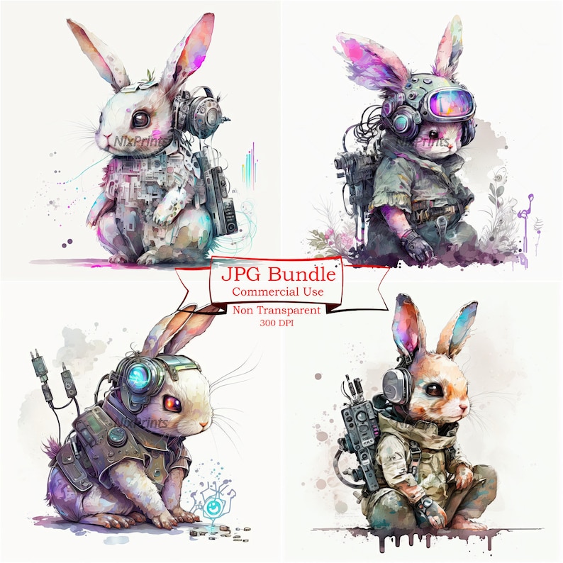 Bunny Cyberpunk Clipart Futuristic and Edgy Themes for - Etsy