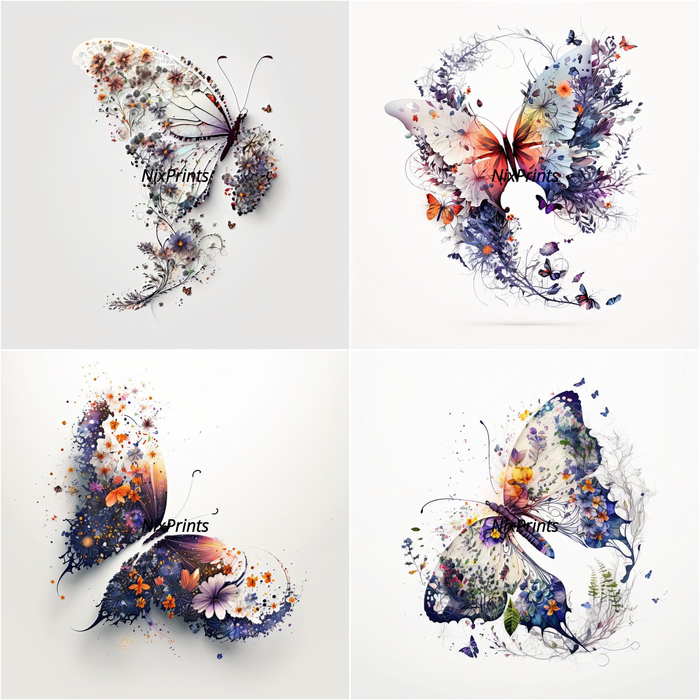 Magical and Whimsical Spring Butterfly Clipart for Commercial Use ...