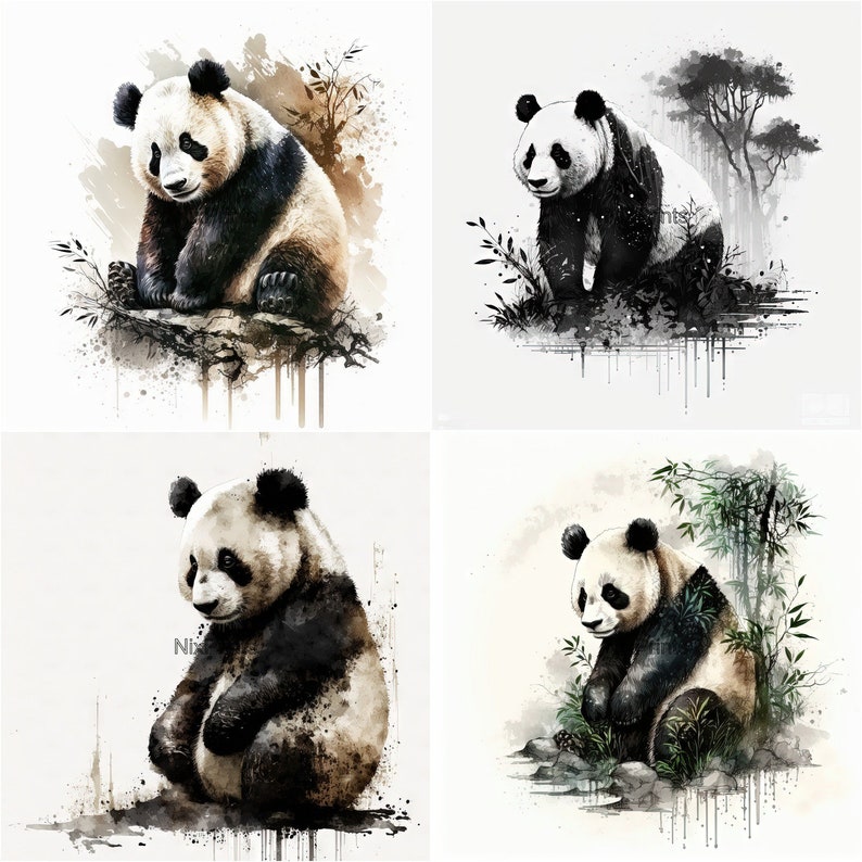 Panda Clipart Traditional Chinese Art Style Panda Chinese - Etsy