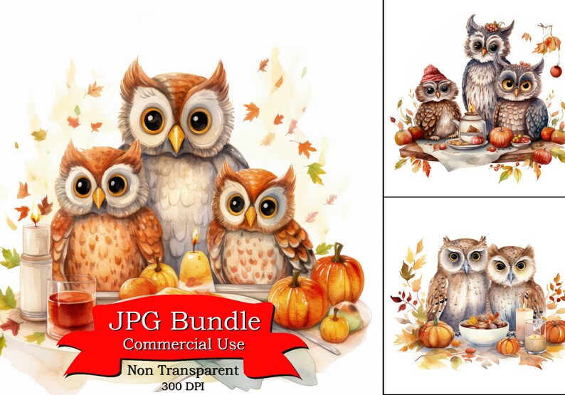 Owl Clipart, Owls Family Clipart, Thanksgiving Clipart, Family Dinner ...