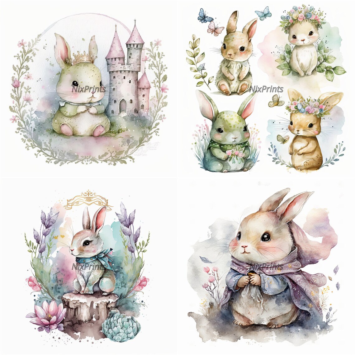 Bunny Fairy Tale Clipart Enchanting and Whimsical Themes for - Etsy