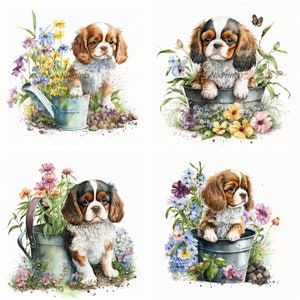 Cavalier King Charles Clipart Spring Flowers and Gardening Theme ...