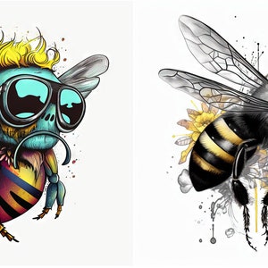 Bee Punk Clipart, Guitar-wielding Bee for Music and Nature Enthusiasts ...