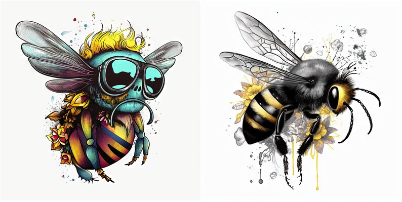 Bee Punk Clipart Guitar-wielding Bee for Music and Nature - Etsy
