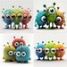 Fuzzy Slimy Humanoid Aliens With Big Eyes, Unique Clipart, Digital ...