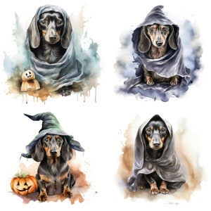 Dachshund Dog Clipart, Spooky Halloween Costume, Ghost Clipart, Designs ...