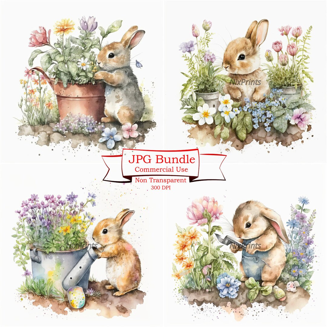 Bunny Clipart and Digital Paper Crafts for Commercial Use | Digital ...