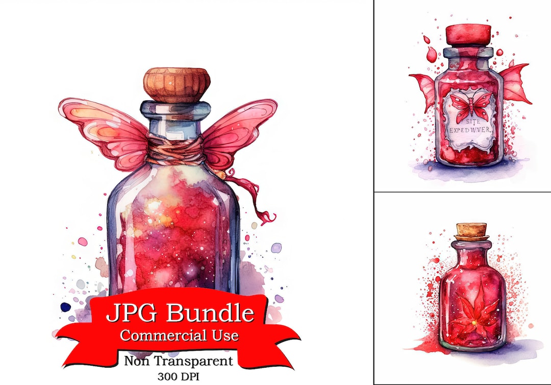 Red Fairy Liquid Medicine Bottle Watercolor Clipart ,fairy Tales ...