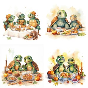 Cute Turtle Clipart, Thanksgiving Themes, Family Dinner Scenes Clipart ...
