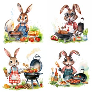 Rabbit Clipart, Chef Clipart, Wearing a Chef's Apron, Grilling Barbecue ...