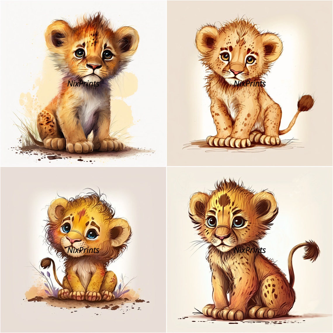 Vibrant Cute Lion Cub Clipart Bundle-super Quality Digital - Etsy