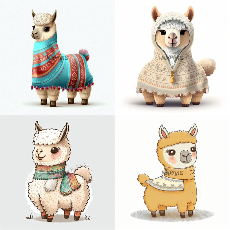 Llamas Clipart in Winter Theme Instant Download for Cute - Etsy