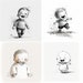 Digital Watercolor Clipart of Happy Little Cartoon Kid for Crafting and ...