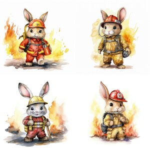 Rabbit Clipart, Firefighter Clipart, Wearing a Firefighter's Outfit ...