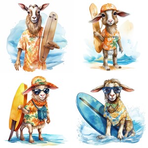 Goat Clipart, Surfing Clipart, Lifeguard Clipart, Holding Surfboard ...