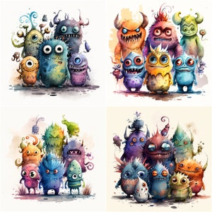Group of Friendly Monsters Collection: Whimsical Clipart Designs ...