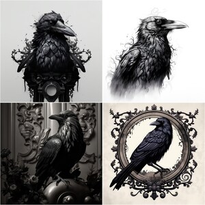 Gothic Raven Clipart, Victorian Style Clipart, Art for Fun, Digital ...