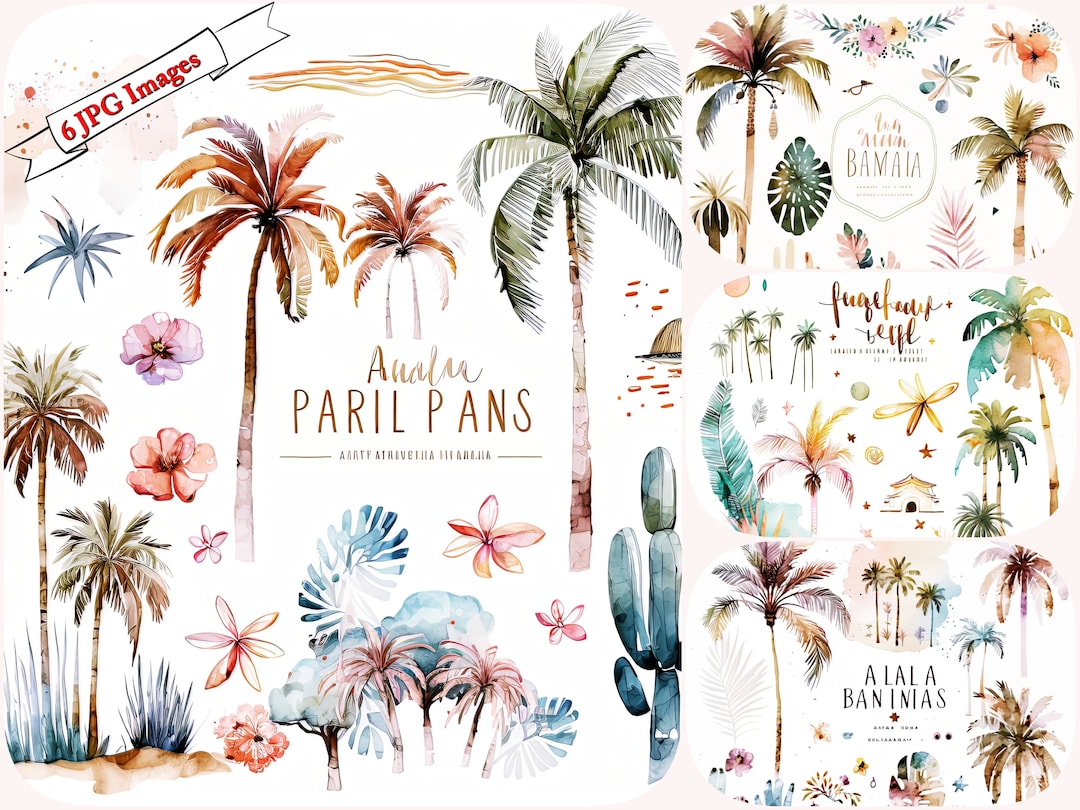 Watercolor Tropical Plants Clipart Set - Perfect for Summer and ...
