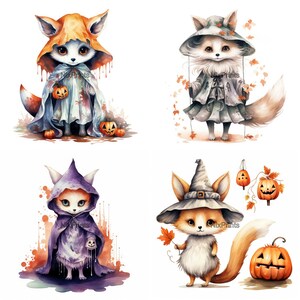 Fox Clipart, Spooky Halloween Costume, Ghost and Witch Clipart, Clip ...