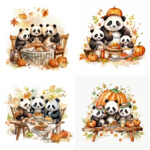 Panda Clipart, Thanksgiving Clipart, Family Dinner Scenes Clipart ...