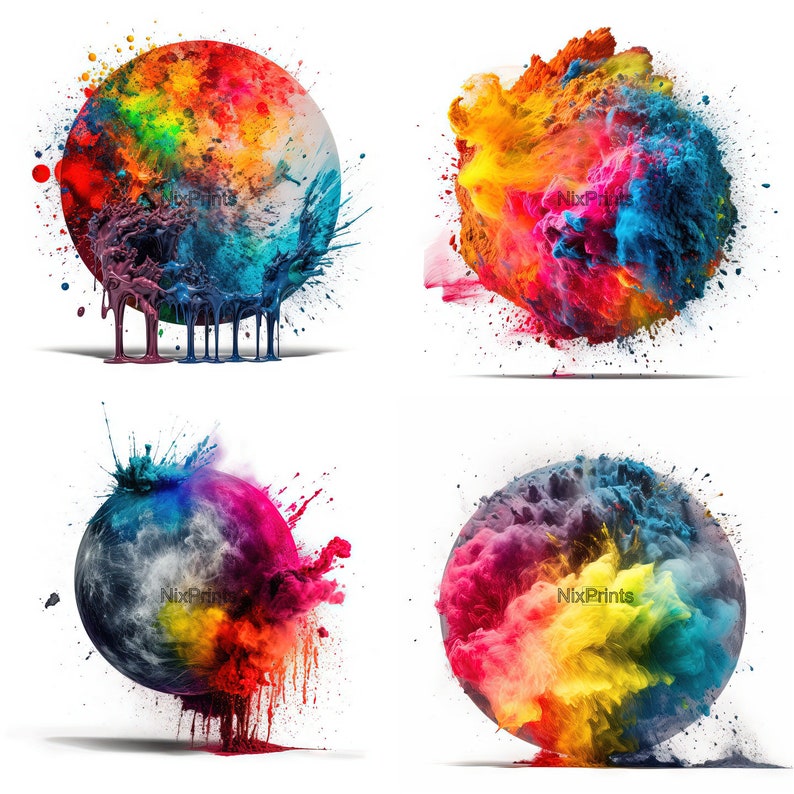 Bright Full Moon With Half of It Exploding Clipart digital - Etsy