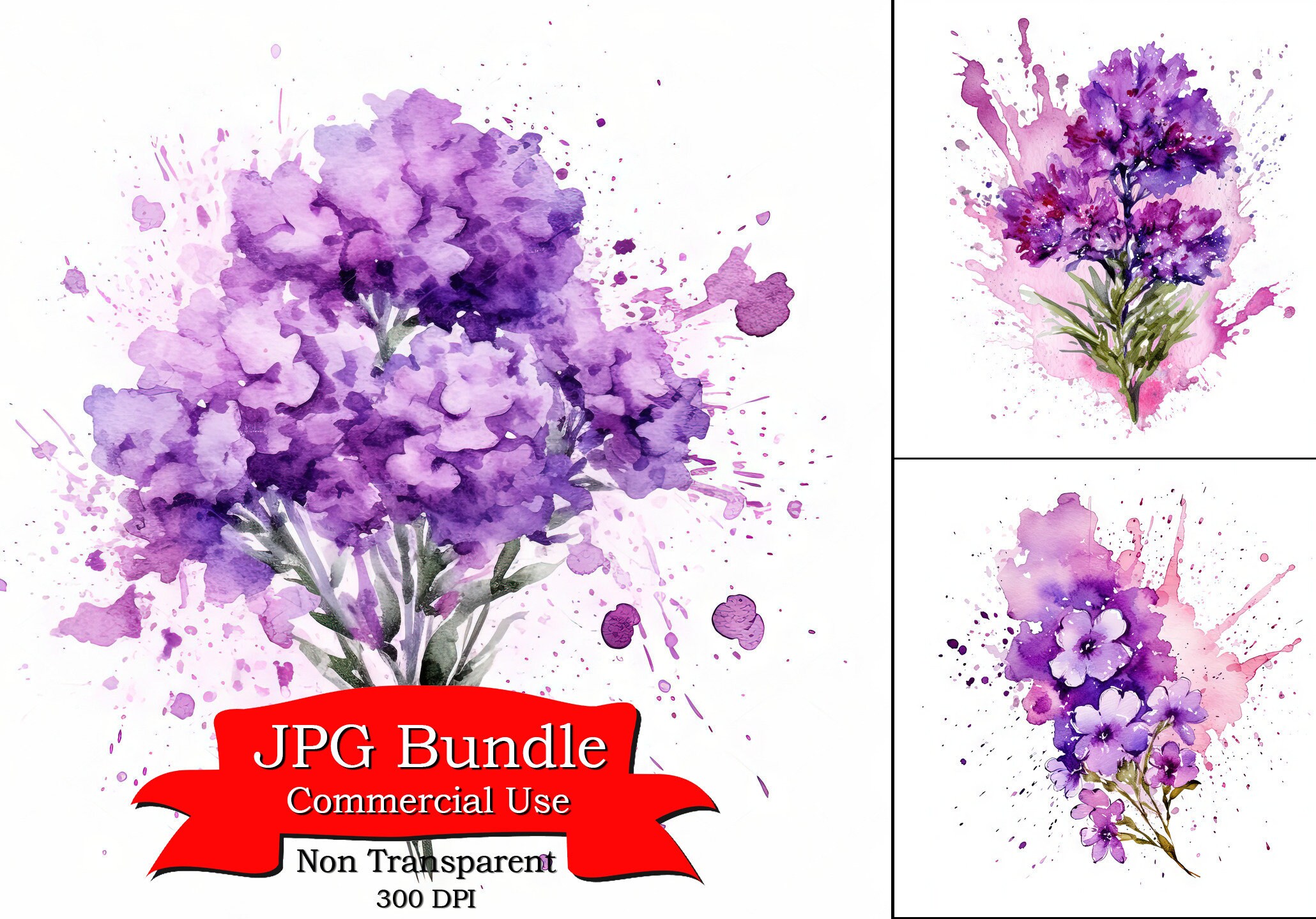 Statice Flower Paint Splash Clipart Digital Paper Crafting - Etsy