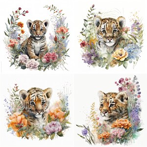 Tiger Watercolor Clipart, Cute Baby Tiger Clipart for Crafting and ...