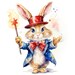 Rabbit Clipart, in a Magician's Costume, Magician Clipart, Performing a ...