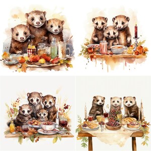 Ferret Clipart, Thanksgiving Themes, Family Dinner Scenes Clipart, Wall ...