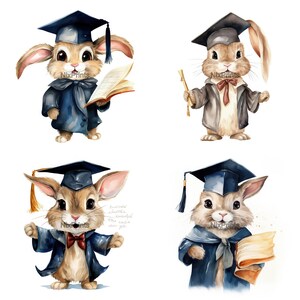 Rabbit Clipart, Graduation Clipart, Wearing a Cap and Gown, Graduation ...