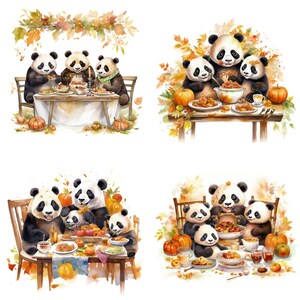 Panda Clipart, Thanksgiving Clipart, Family Dinner Scenes Clipart ...