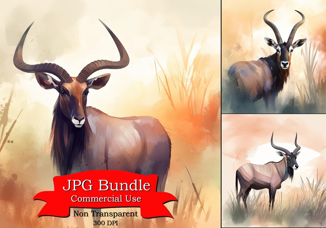 Giant Sable Antelope Digital Clipart in JPG Format Digital Paper ...