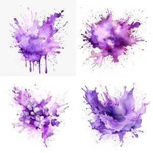 Lilac Paint Splash Watercolor Digital Clipartdigital Planner, POD ...