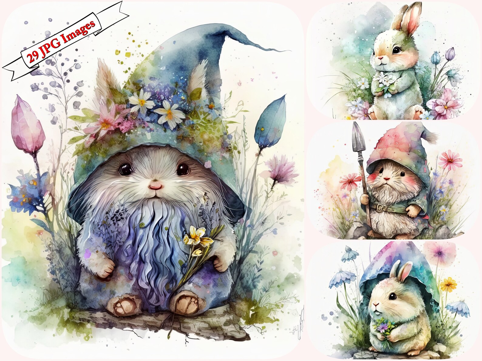 Clipart Bundle Cute Bunny Watercolor Clip Art Images - Etsy