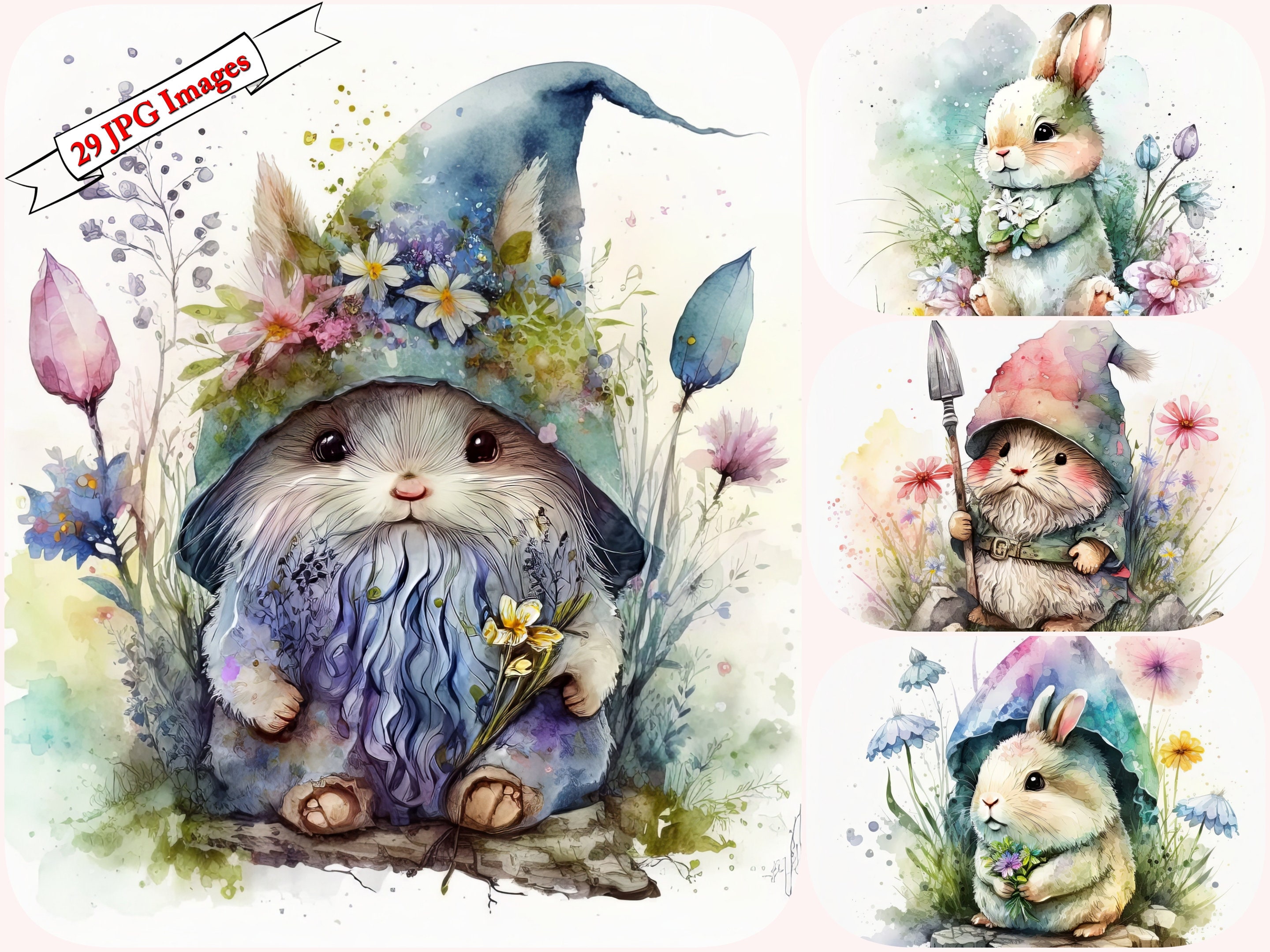 Clipart Bundle Cute Bunny Watercolor Clip Art Images - Etsy