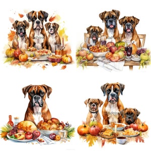 Cute Boxer Dog, Thanksgiving Themes, Family Dinner Scenes, Wall Art for ...