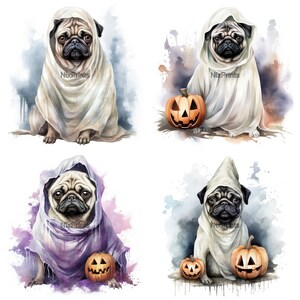 Pug Clipart, Dog Clipart, Halloween Clipart, Spooky Halloween Costume ...