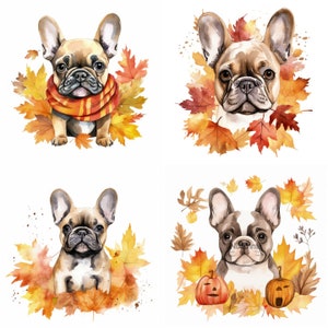 French Bulldog Fall Foliage Clipart, Art for Love, Wall Art for Kids ...