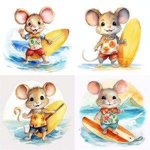 Cute Mouse Clipart, Lifeguard Outfit, Holding Surfboard Clipart, Clip ...