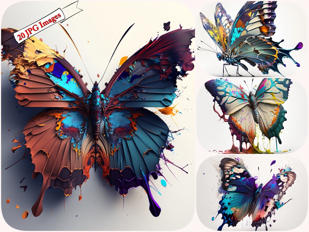 Rainbow Butterflies Clipart and Graphics for Commercial Use Instant JPG ...