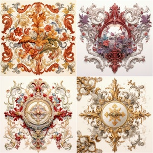 Rococo Cover Ink Clipart, Aged White Paper Clipart, Art for Family ...