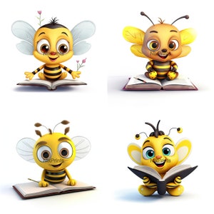 Cute Bee Clipart, Reading Bee Clipart, Book Clipart, Poster for Above ...