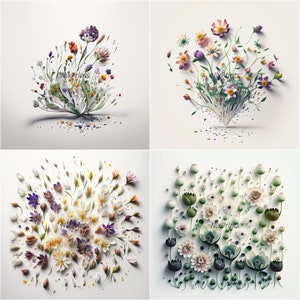Hyper-realistic Flowers Sprouting, Detailed Clipart, Digital Download ...