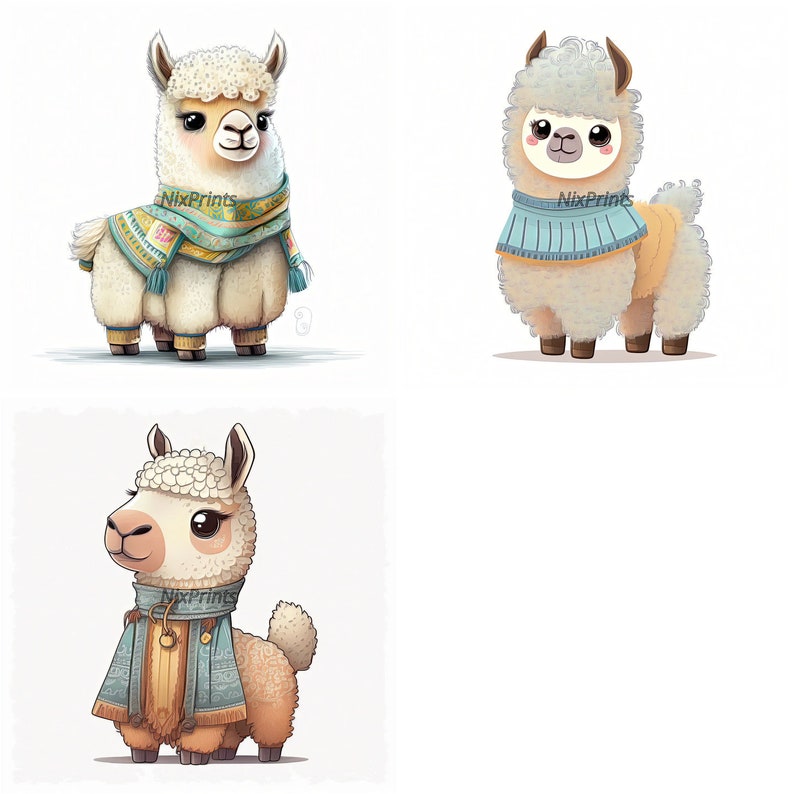 Llamas Clipart in Winter Theme Instant Download for Cute - Etsy
