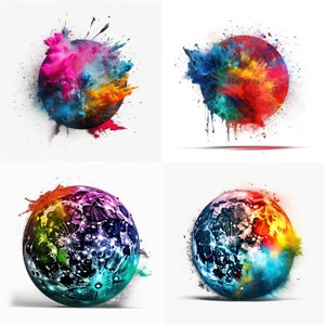 Bright Full Moon With Half of It Exploding Clipart digital - Etsy