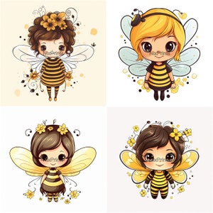 Cute Bee Clipart, Fairy Girl Clipart, Bee Fairy Clipart, Digital ...