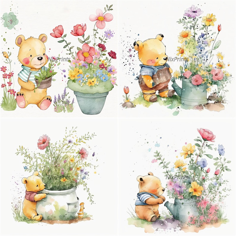 Winnie the Pooh Nature and Spring Clipart Set Wildlife - Etsy