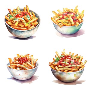 Watercolor Fries Bowl Clipart Clipart for Planner Design for - Etsy