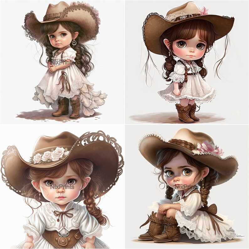 Kawaii Chibi Girl in Cowboy Attire Dress and Pink Cowgirl - Etsy